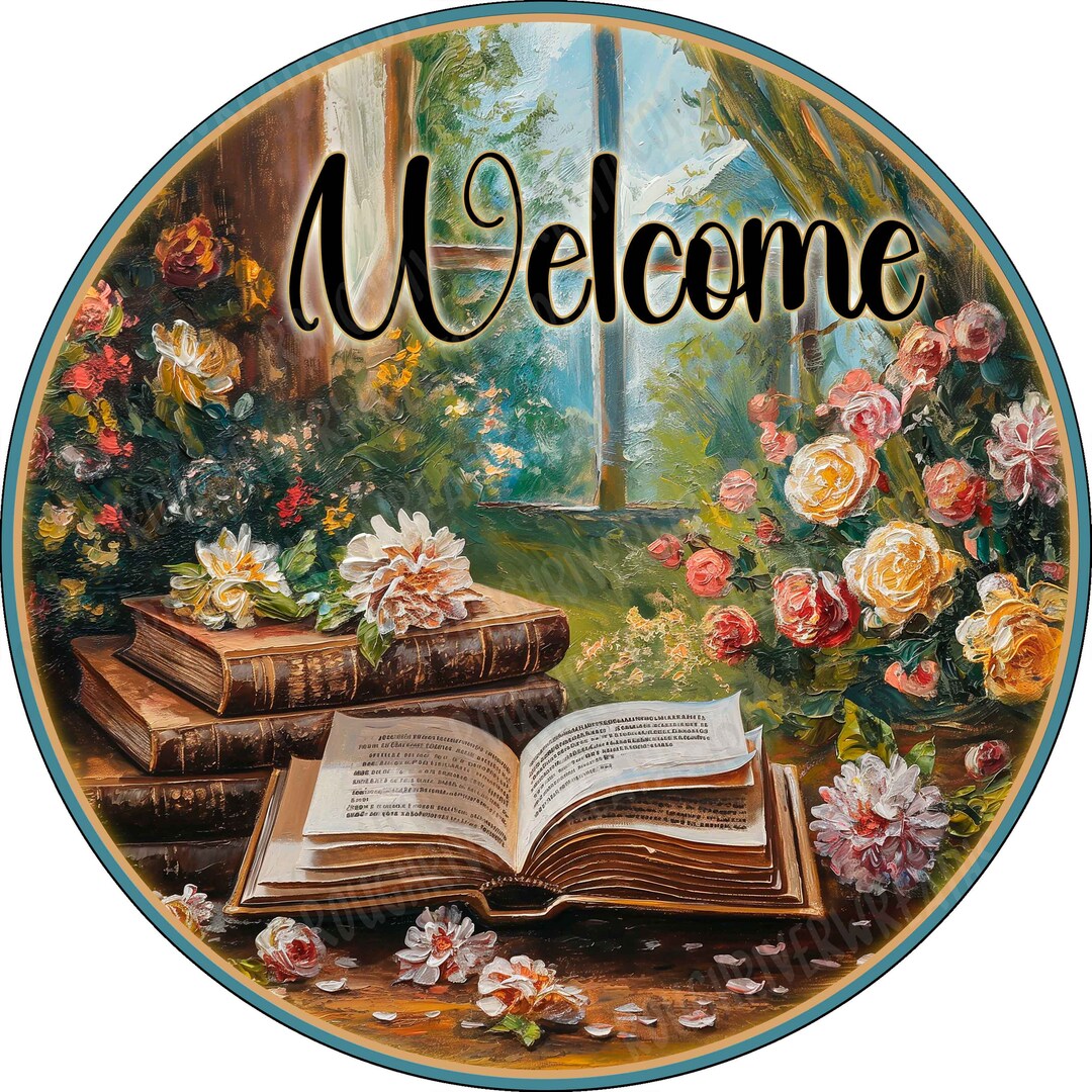 Book Wreath Sign, Wreath Sign for Reader, Book Enthusiast Wreath Sign ...