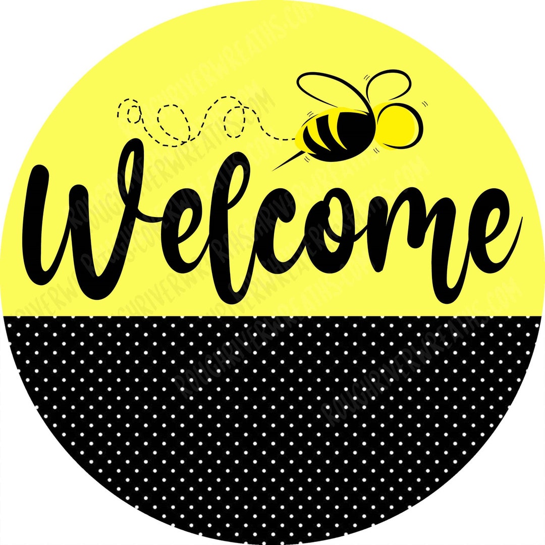 Bee Wreath Sign, Bee Decor, Spring Summer Sign, Black and Yellow Sign ...