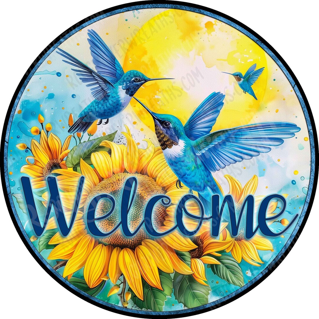 Sunflower Wreath Sign, Sunflower Wreath Accent Sign, Blue Bird Wreath ...