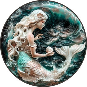 Mermaid Wreath Sign, Aluminum Sign, Nautical Wreath Sign, Seaside ...