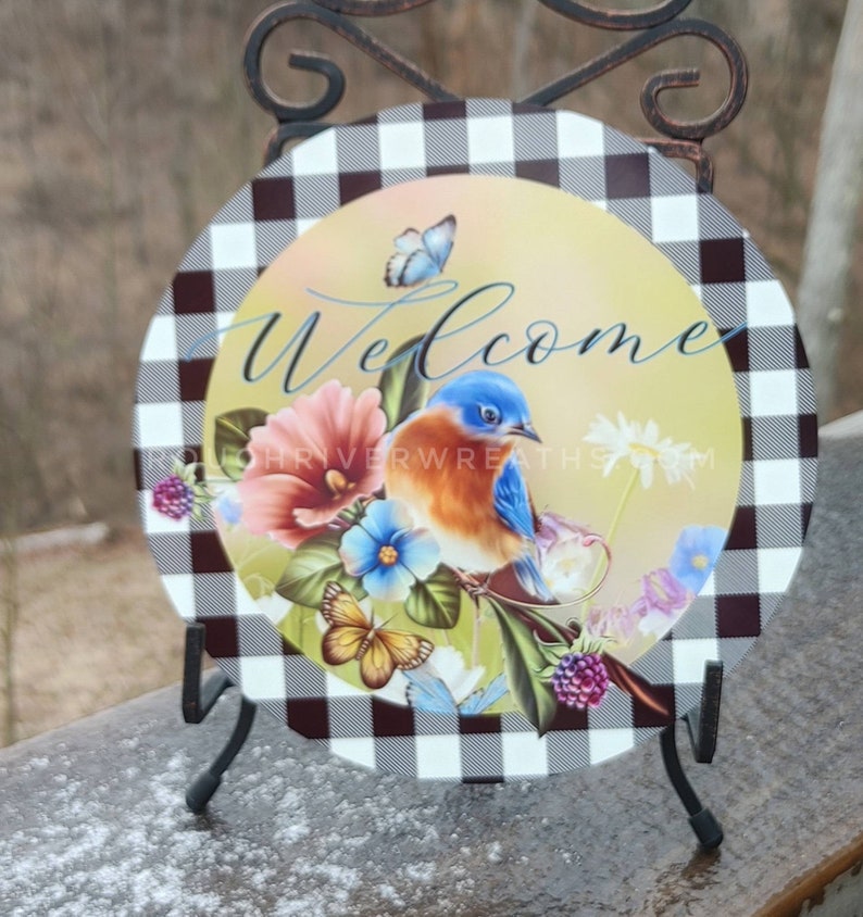 Bird Wreath Sign Floral Wreath Sign Sign With Bird Metal - Etsy