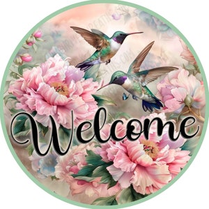 Hummingbird Wreath Sign, Floral Wreath Sign, Sign With Bird, Aluminum ...