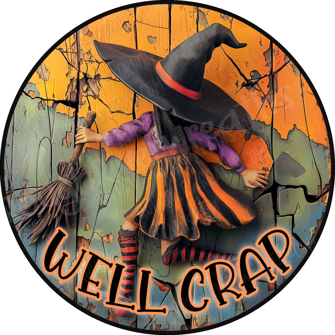 Witch Wreath Sign, Halloween Sign, Aluminum Sign for Wreath, Spooky ...