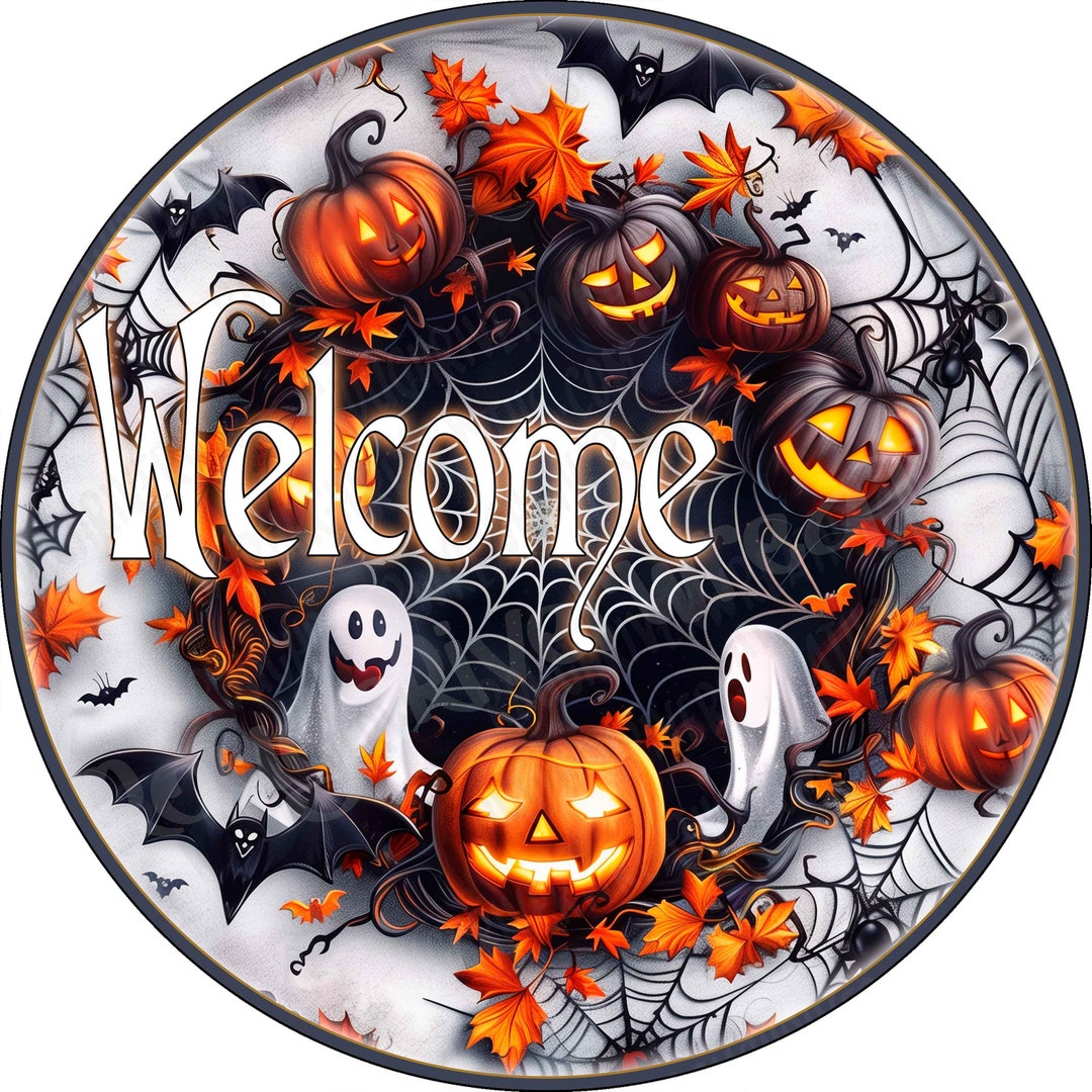 Halloween Wreath Sign, Aluminum Sign for Wreath, Fall Colorful Sign ...