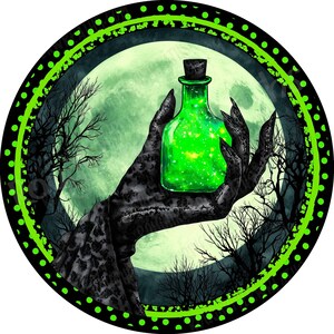 Witch Hand Holding Potion Wreath Sign, Halloween Wreath Sign, Fall ...