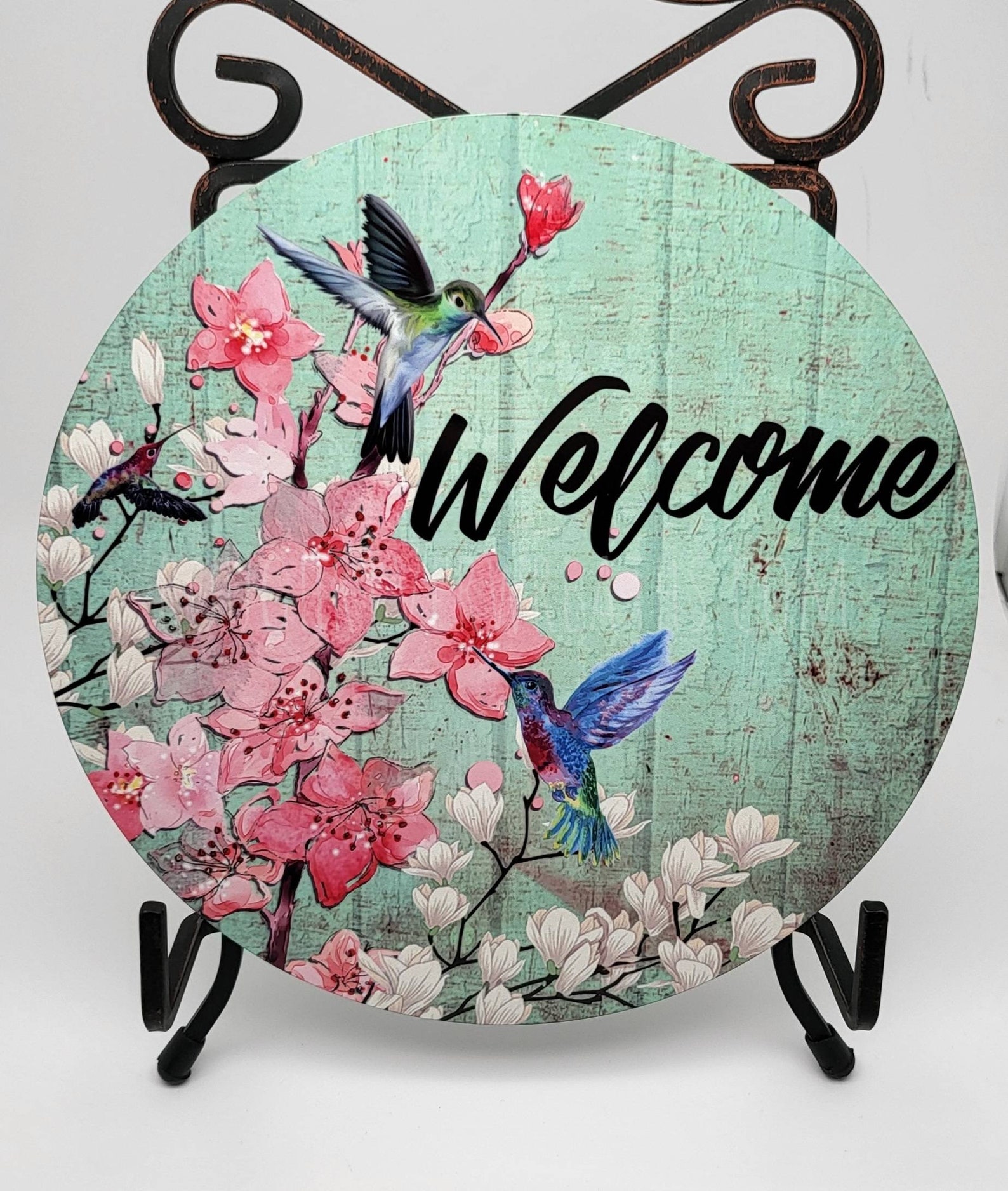 Hummingbird Wreath Sign Floral Wreath Sign Sign With Bird - Etsy