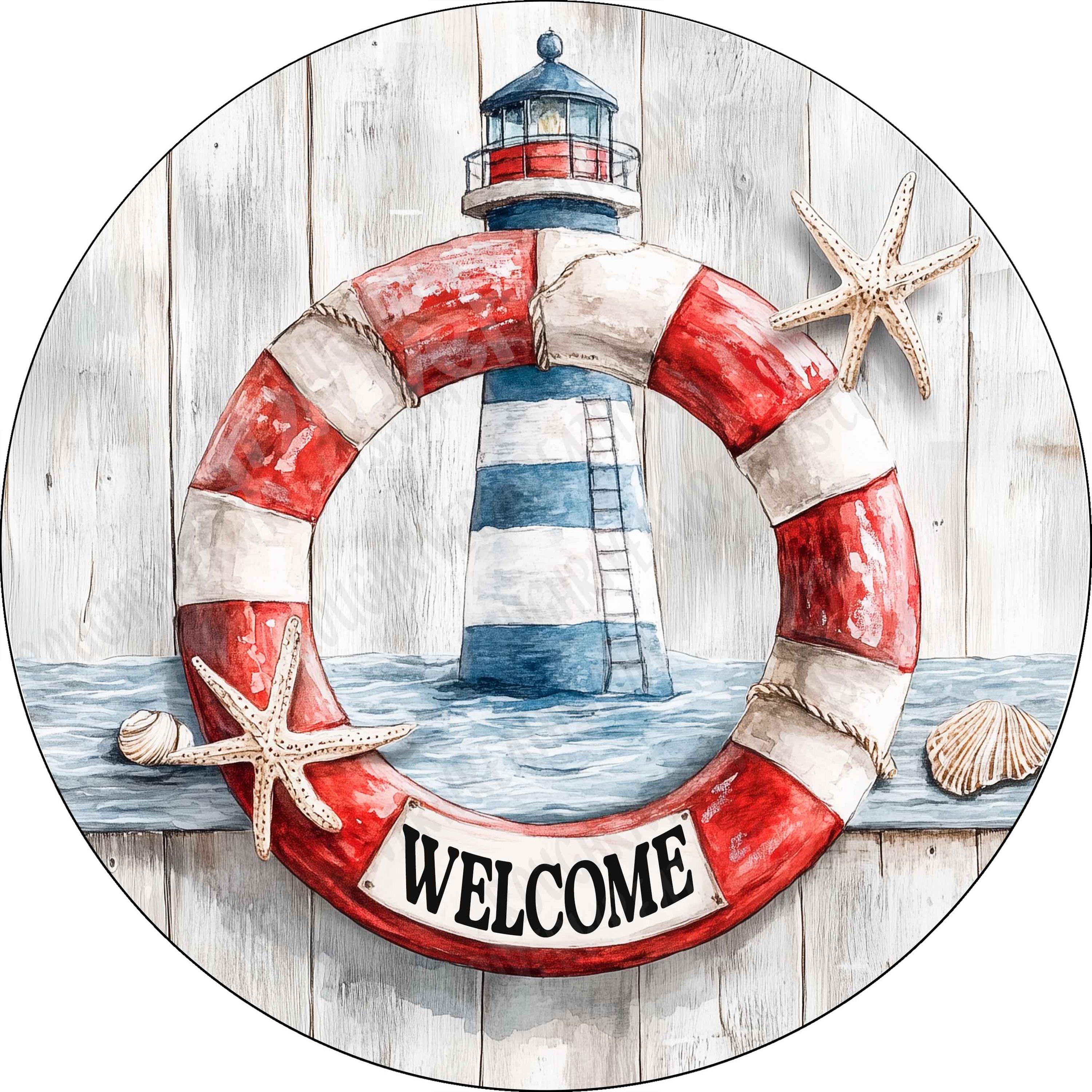 Coastal Nautical Lighthouse Aluminum Welcome Sign, Beach House Decor ...