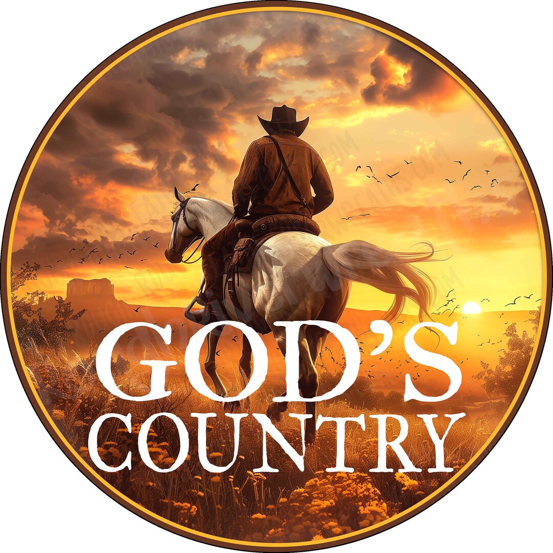 Cowboy Wreath Sign, White Horse Wreath Sign, Western Sign, God's ...