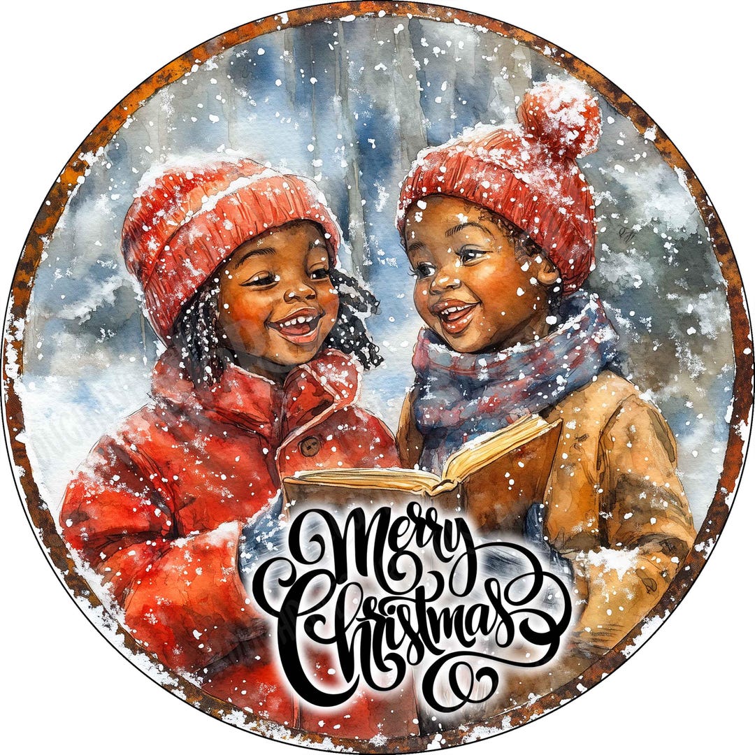 Cute Kids Caroling Wreath Sign, Christmas Caroling Sign, Children ...