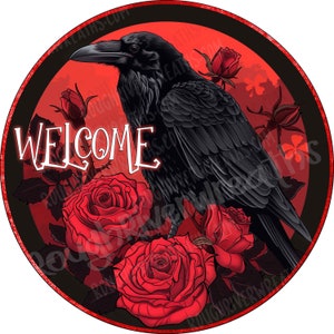 Raven Wreath Sign, Halloween Wreath Sign, Aluminum Sign for Wreath ...