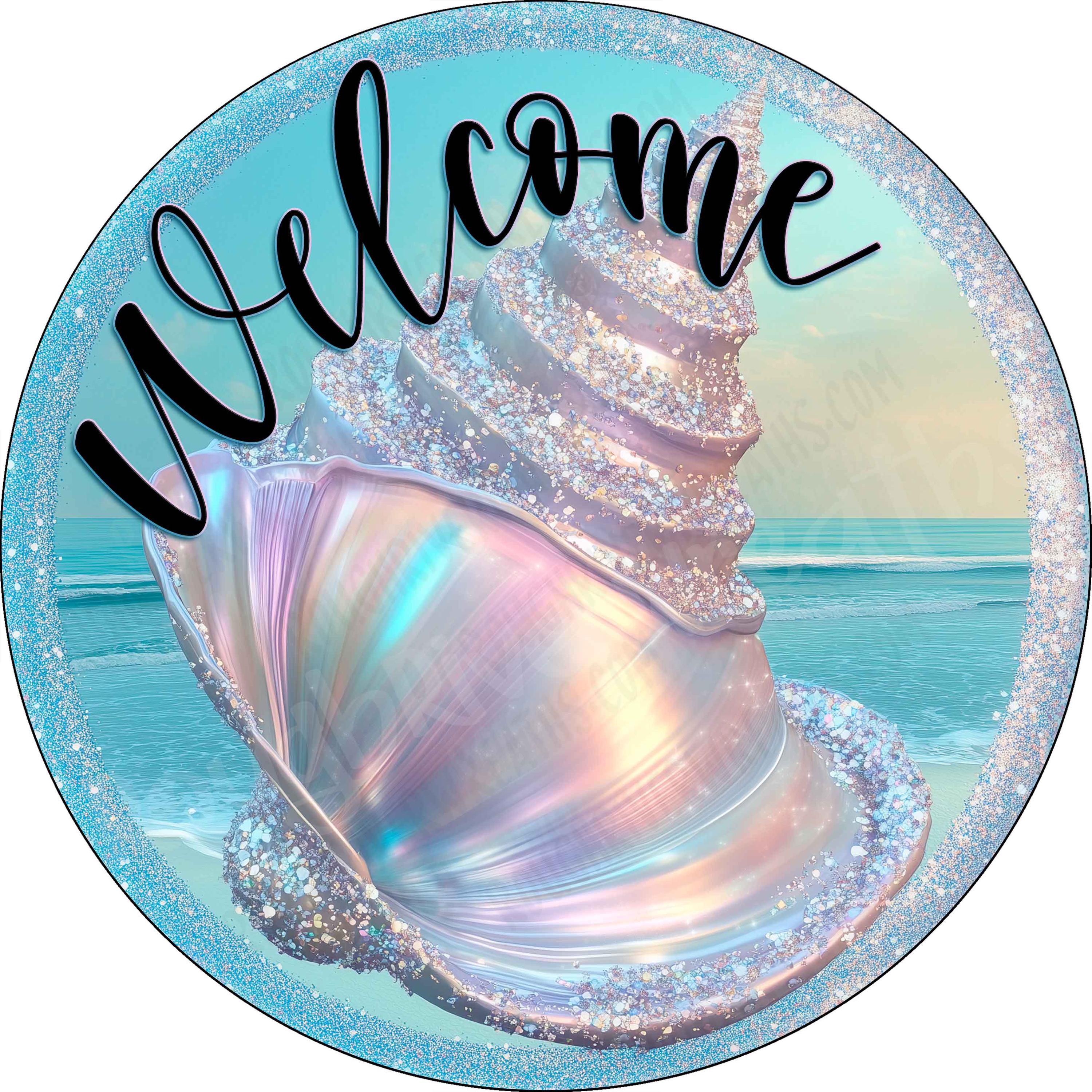 Conch Shell Wreath Sign - Beach Wreath Sign - Welcome Wreath Sign ...