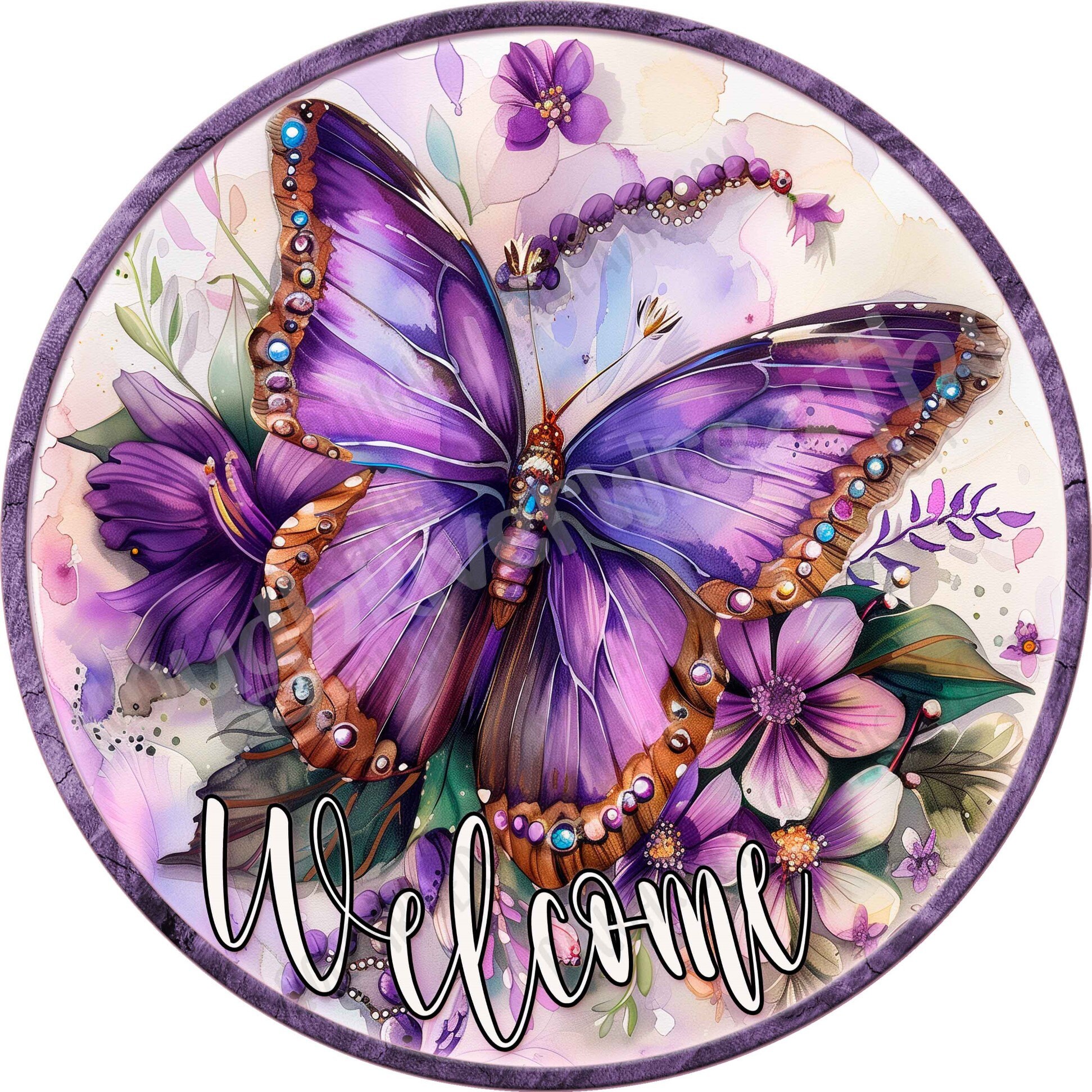 Welcome Butterfly Wreath Sign, Welcome Wreath Sign, Metal Wreath Sign ...