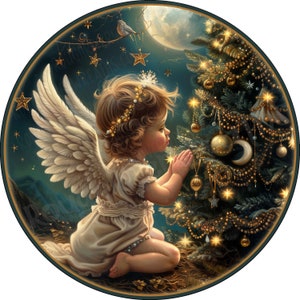 Angel Wreath Sign, Christmas Angel Wreath Sign, Religious Christmas ...