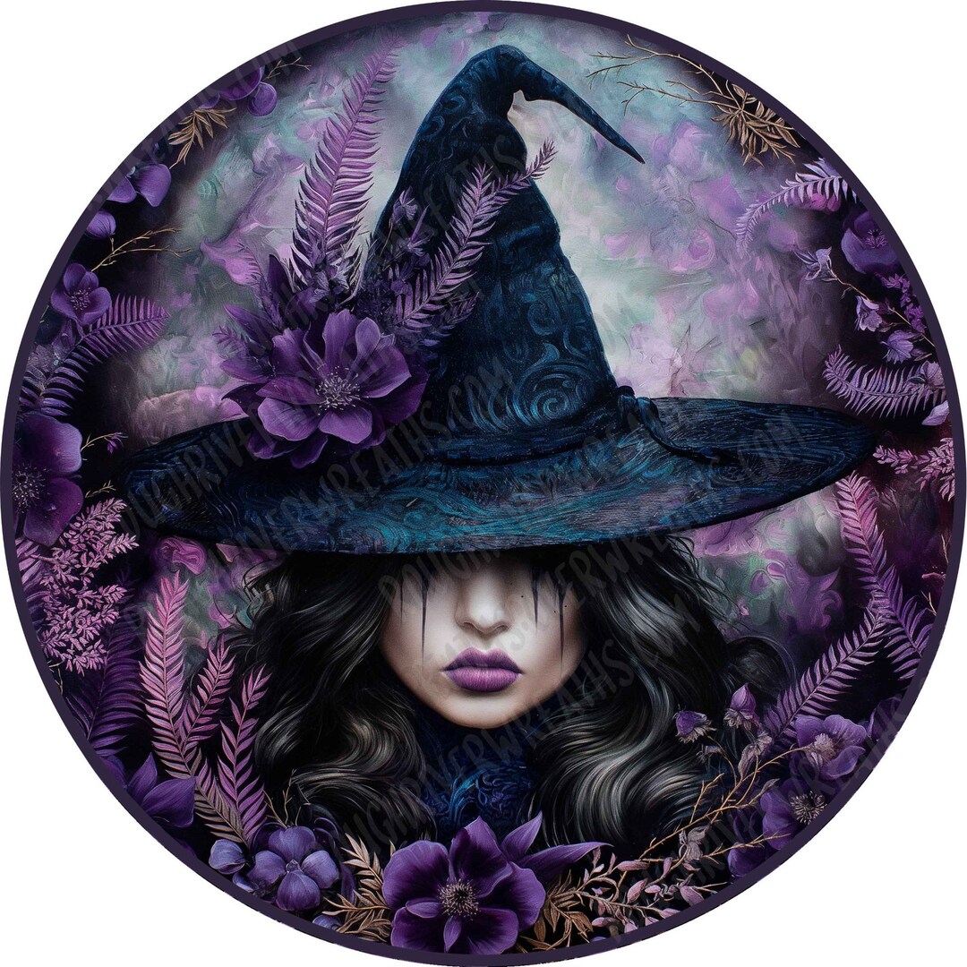 Fall Halloween Witch Aluminum Wreath Sign, Flat-lightweight-no Holes ...