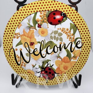 Whimsical Ladybug Sign, Ladybug Wreath Sign, Aluminum Wreath Sign ...
