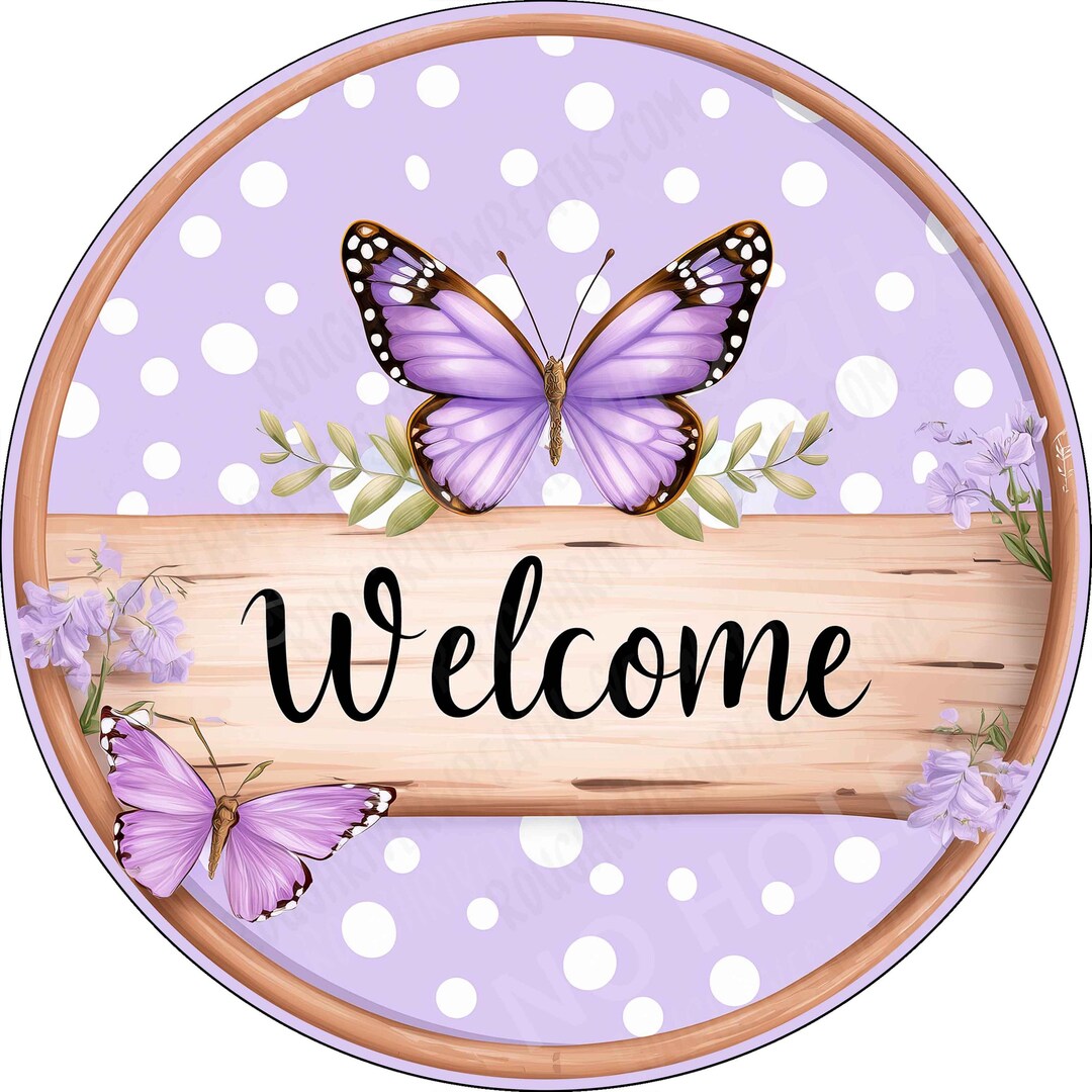Polka Dot Butterfly Aluminum Wreath Sign, Flat-lightweight-no Holes ...