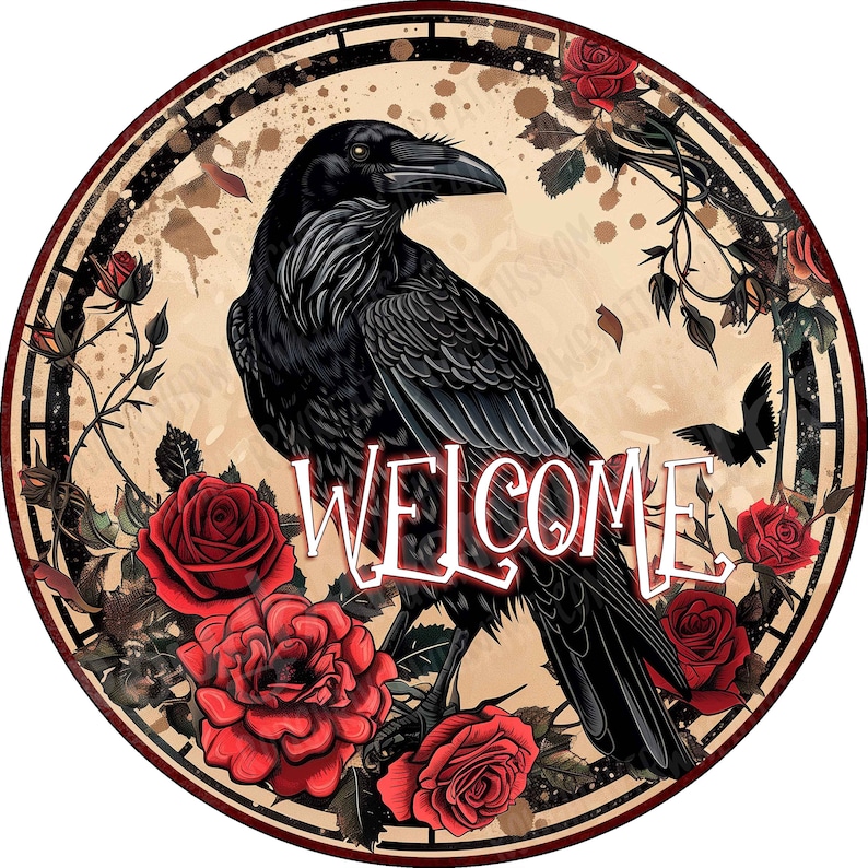 Raven Wreath Sign, Halloween Wreath Sign, Aluminum Sign for Wreath ...