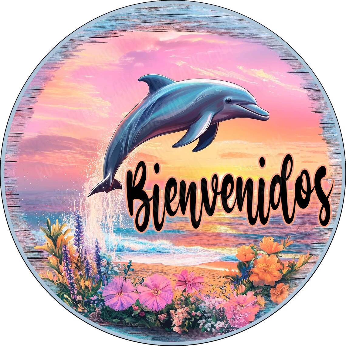 Tropical Ocean Beach Dolphin Aluminum Sign, Flat-lightweight-no Holes ...