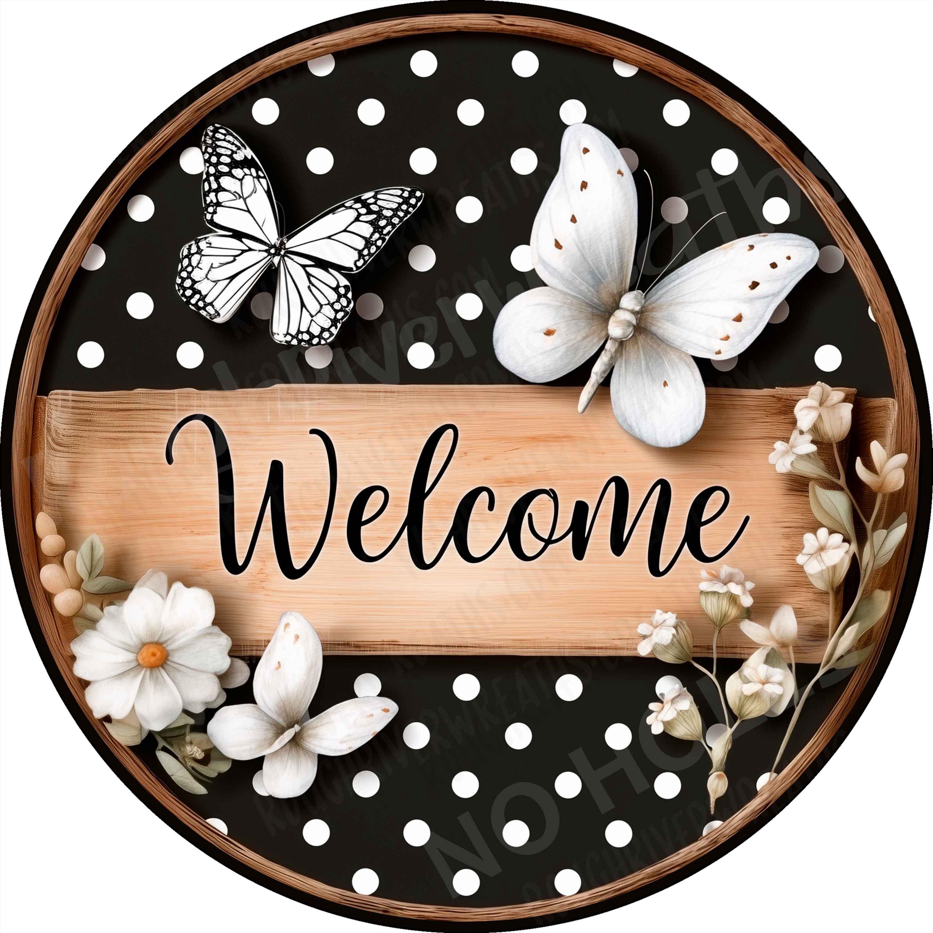 Polka Dot Butterfly Aluminum Wreath Sign, Flat-lightweight-no Holes ...