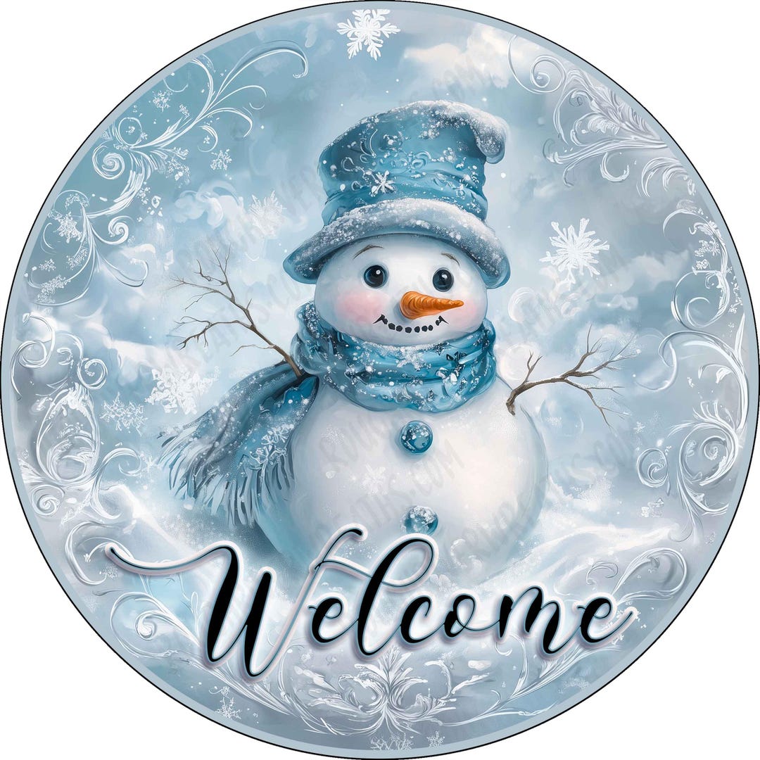 Light Blue Snowman Wreath Sign, Snowman, Christmas Snowman Wreath Sign ...