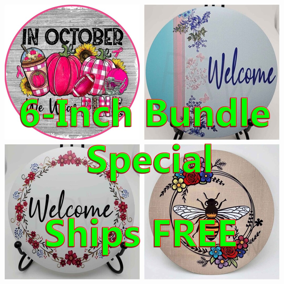 Wreath Sign Bundle Bundle 6-inch Round Wreath Signs - Etsy