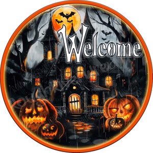Haunted House Wreath Sign, Halloween Wreath Sign, Trick or Treat Sign ...