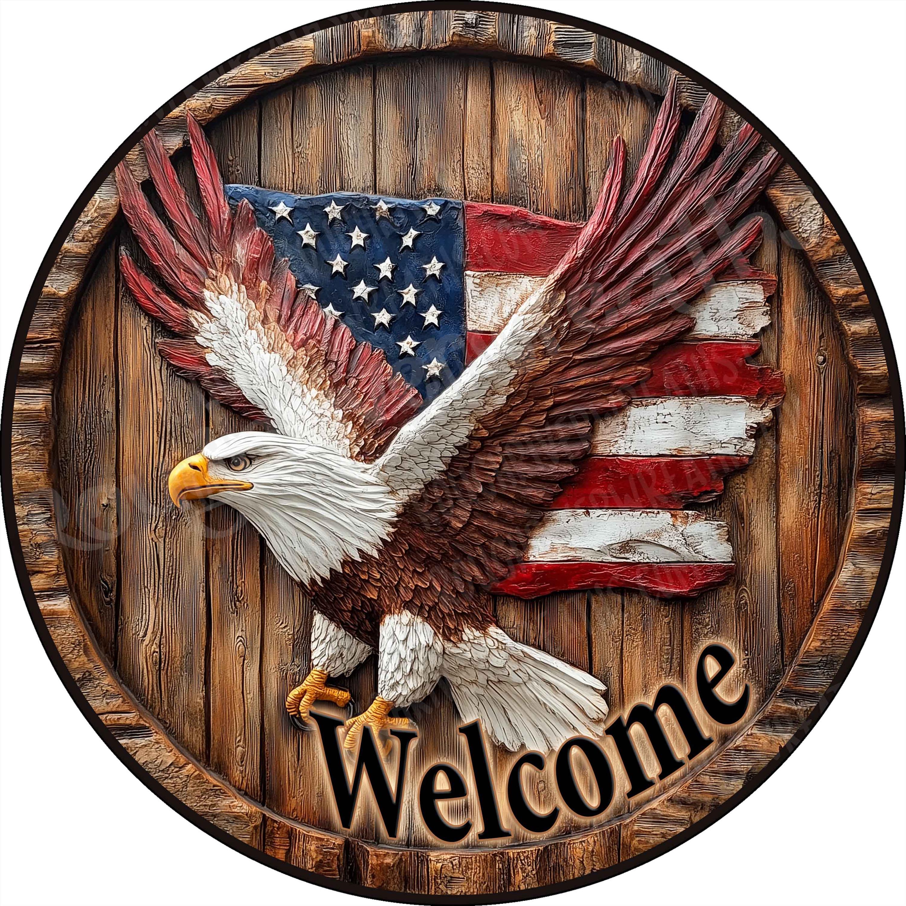 Eagle Wreath Sign, Eagle Faux (LOOK-LIKE) Wood Carved Wreath Sign ...