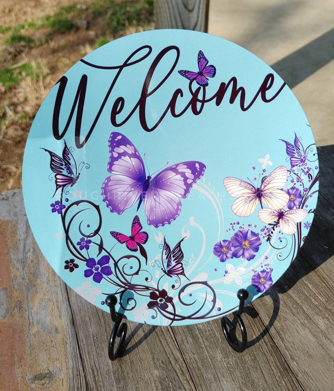 Butterfly Welcome Wreath Sign Colorful Butterfly Wreath Sign - Etsy