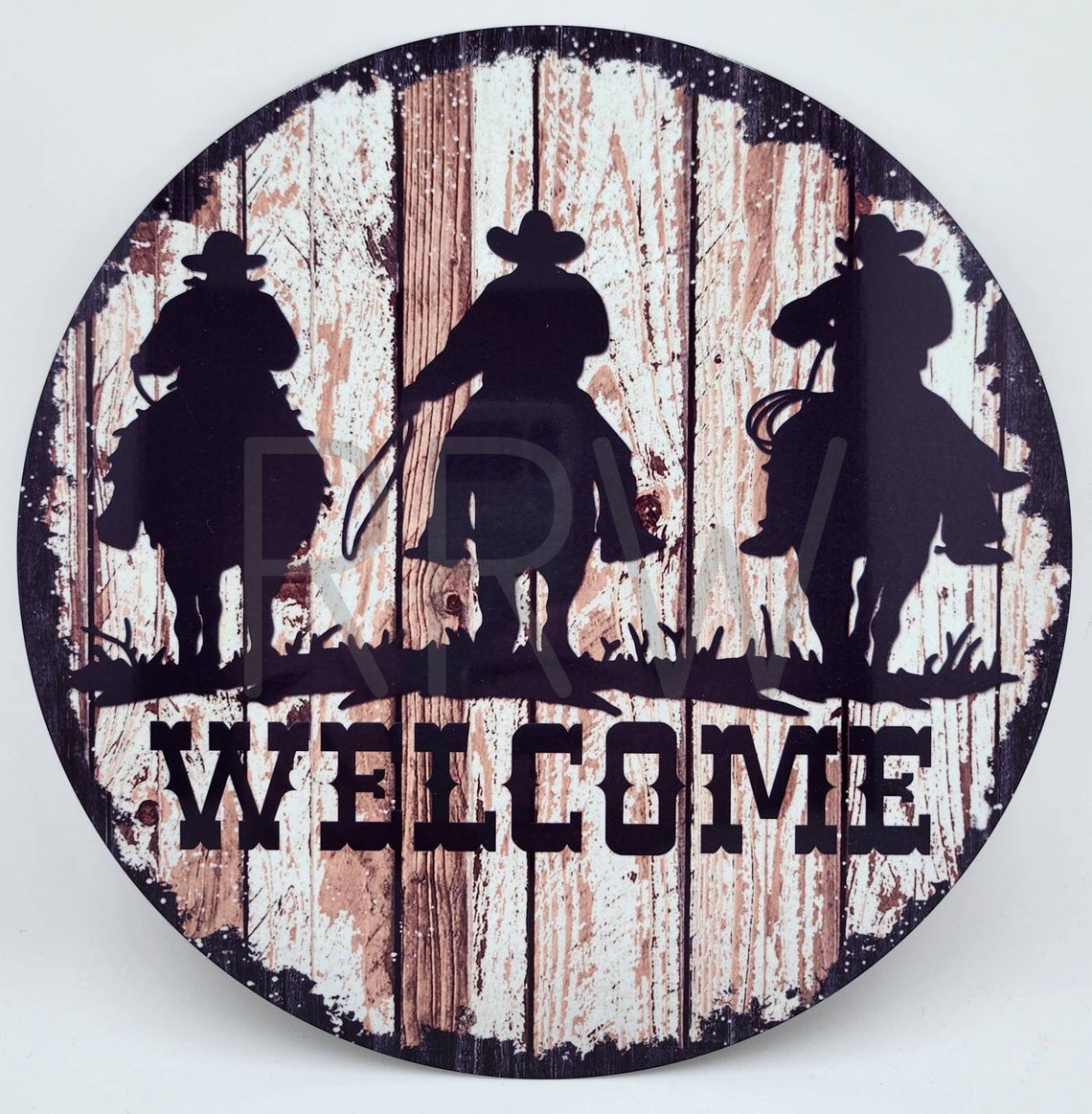 Cowboy Welcome Sign, Western Wreath Sign, Cowboy on Horse Sign, Cowboy ...
