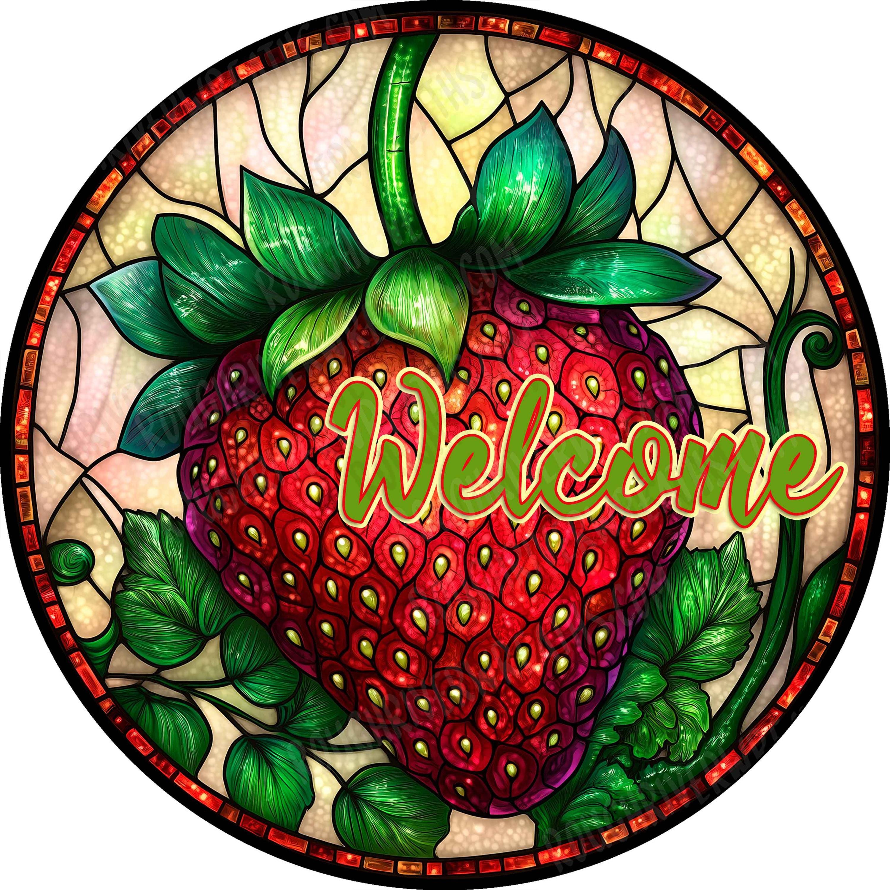 Strawberry Wreath Sign, Strawberry Sign, Aluminum Sign for Wreath ...