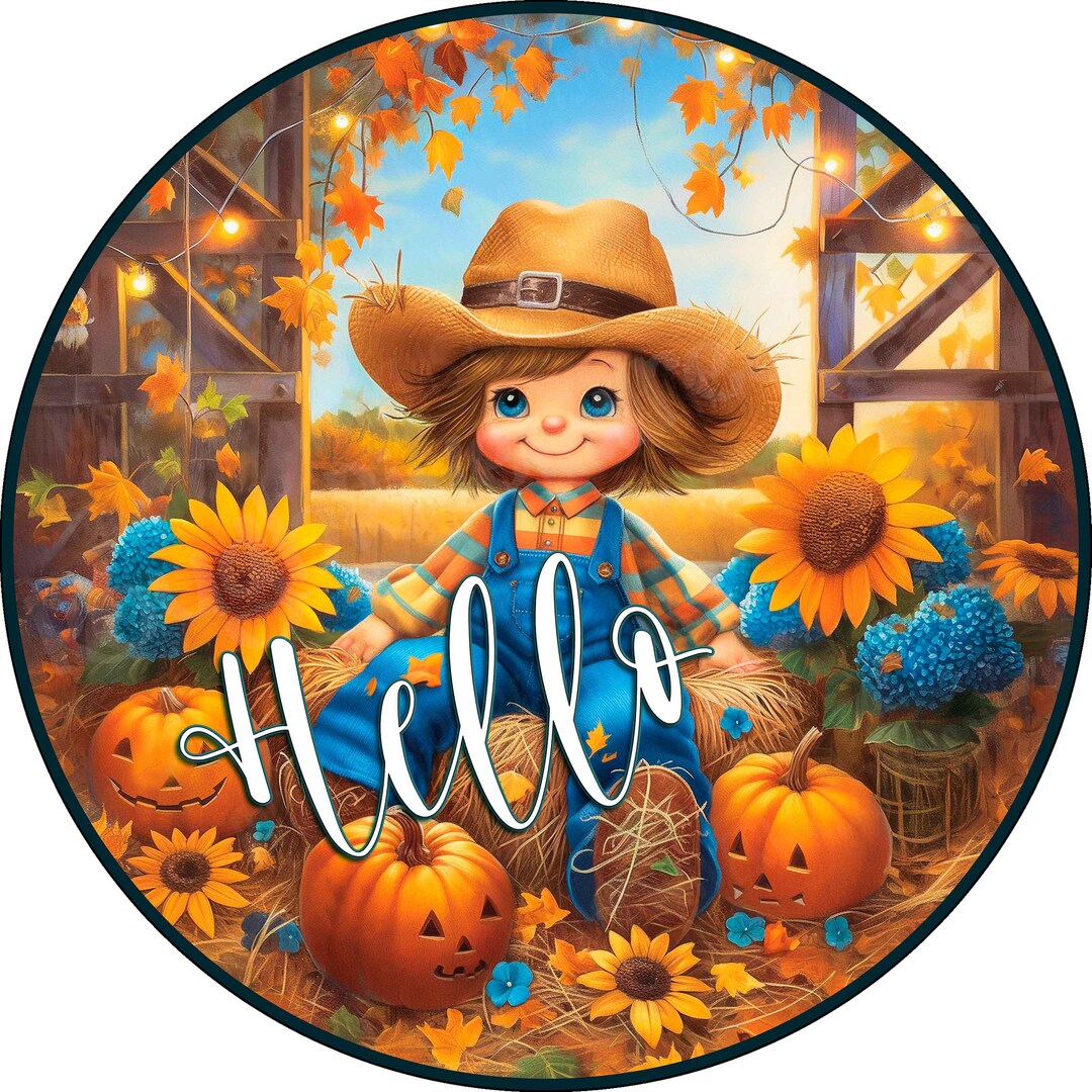 Cute Scarecrow Wreath Sign, Scarecrow Wreath Sign, Scarecrow Sign ...