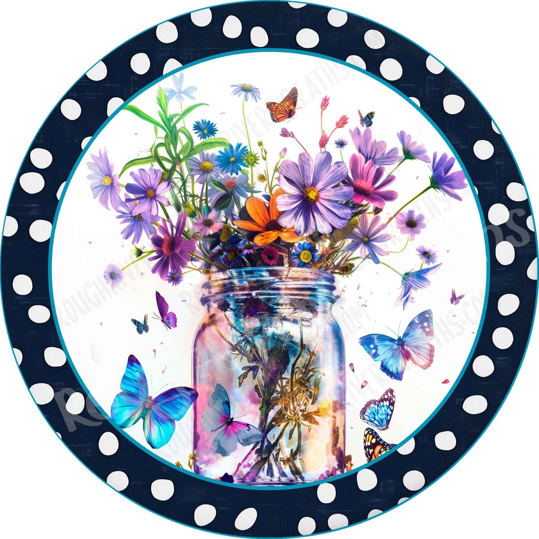 Butterfly Wreath Sign, Welcome Wreath Sign, Jar of Butterflies Sign ...