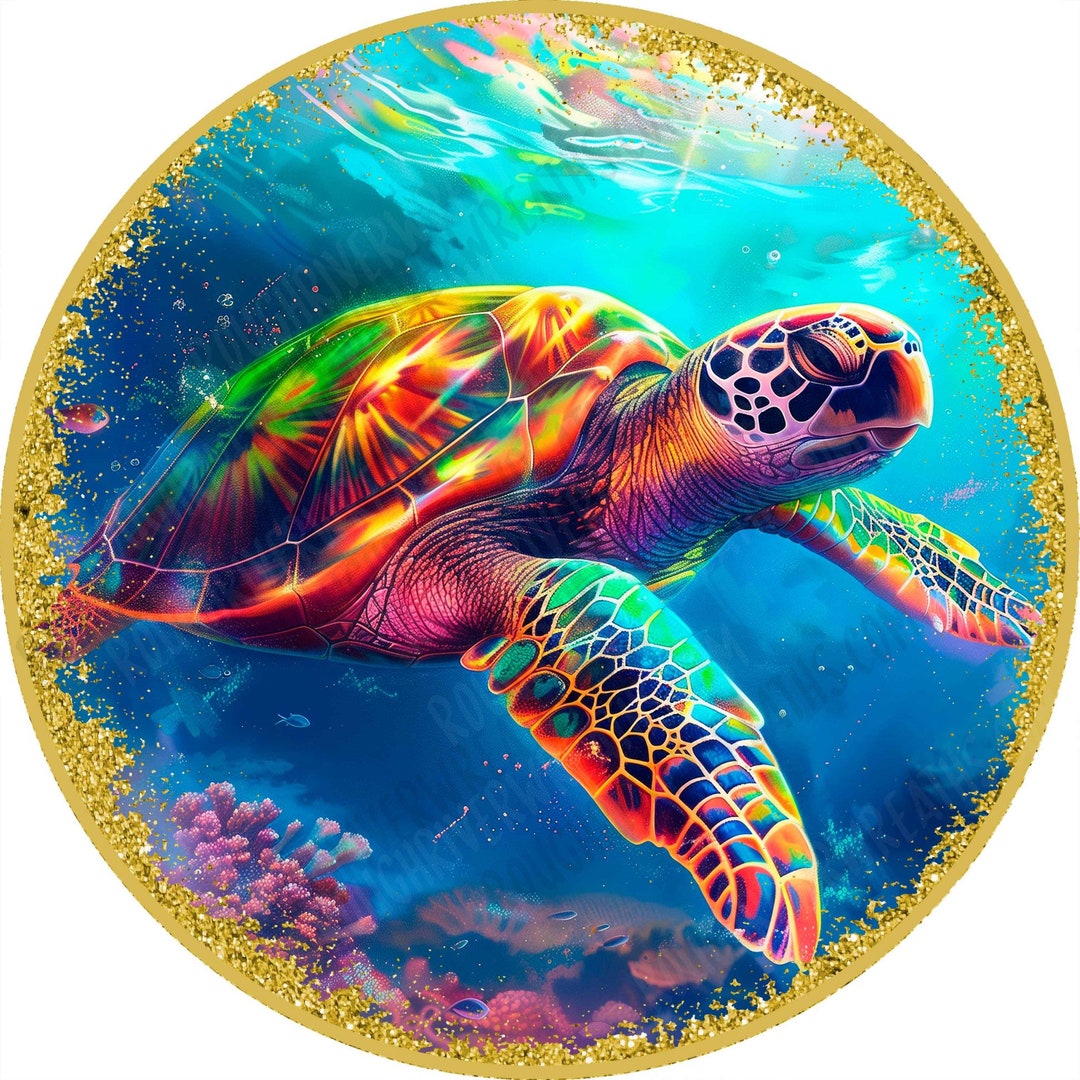 Turtle Wreath Sign, Turtle Sign, Colorful Turtle Wreath Sign, Aluminum ...