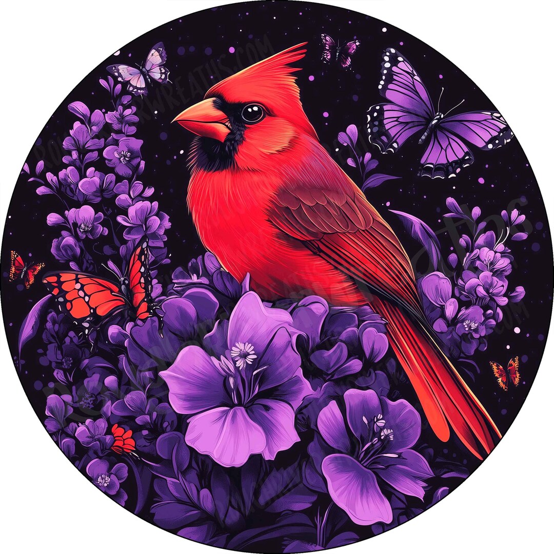 DIGITAL - PNG Cardinal - Round Digital File - Wreath Sign Cardinal ...