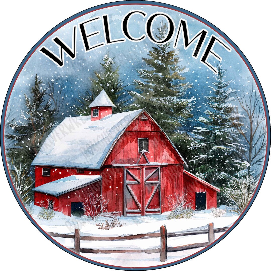 Winter Wreath Sign, Winter Barn Sign, Country Christmas Sign, Christmas ...
