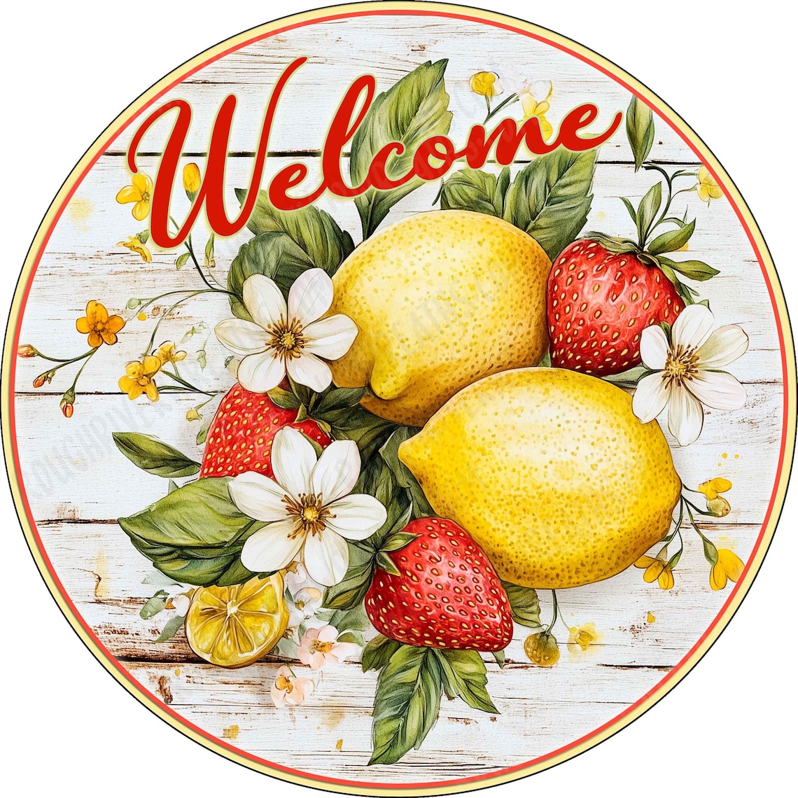Strawberry & Lemon Wreath Sign, Strawberry Sign, Welcome Wreath Sign ...