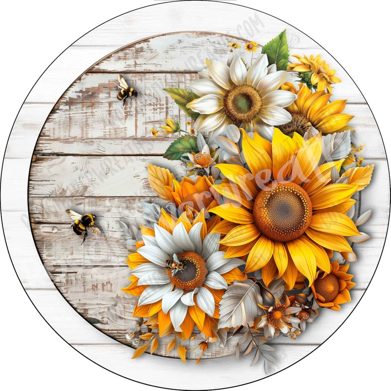 Sunflower Wreath Sign, Wreath Sign With Sunflower, Sunflower Decor ...