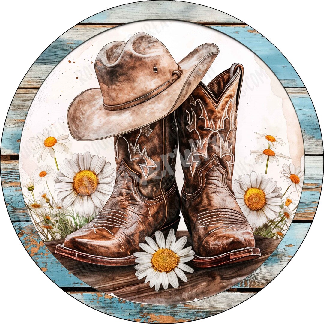 Cowgirl Welcome Sign, Western Wreath Sign, Cowgirl Boots Sign, Cowboy ...