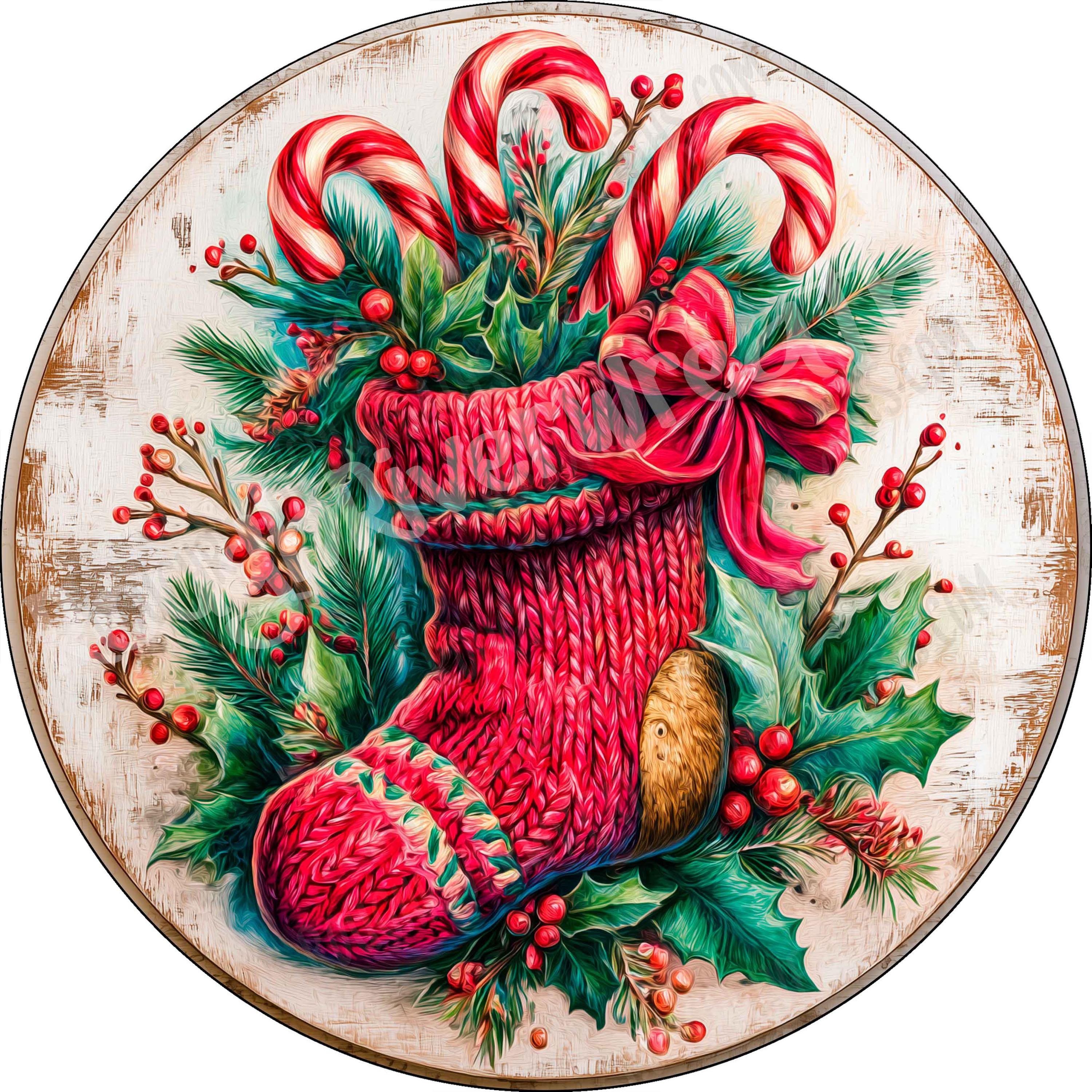 Cute Christmas Stocking Sign, Winter Sign, Aluminum Sign for Wreath ...