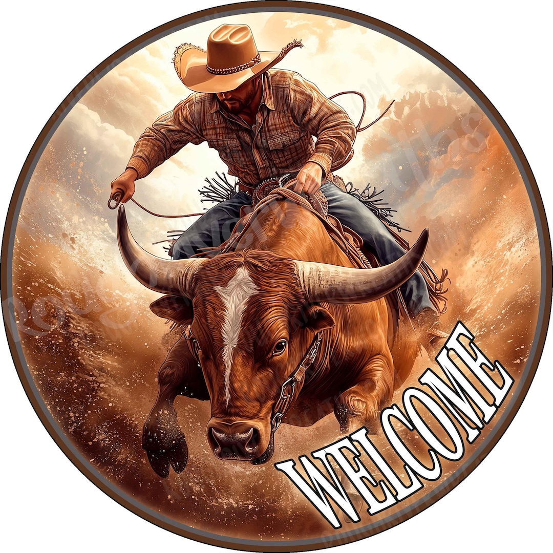 Rodeo Cowboy Sign, Western Wreath Sign, Rodeo Sign, Cowboy on a ...