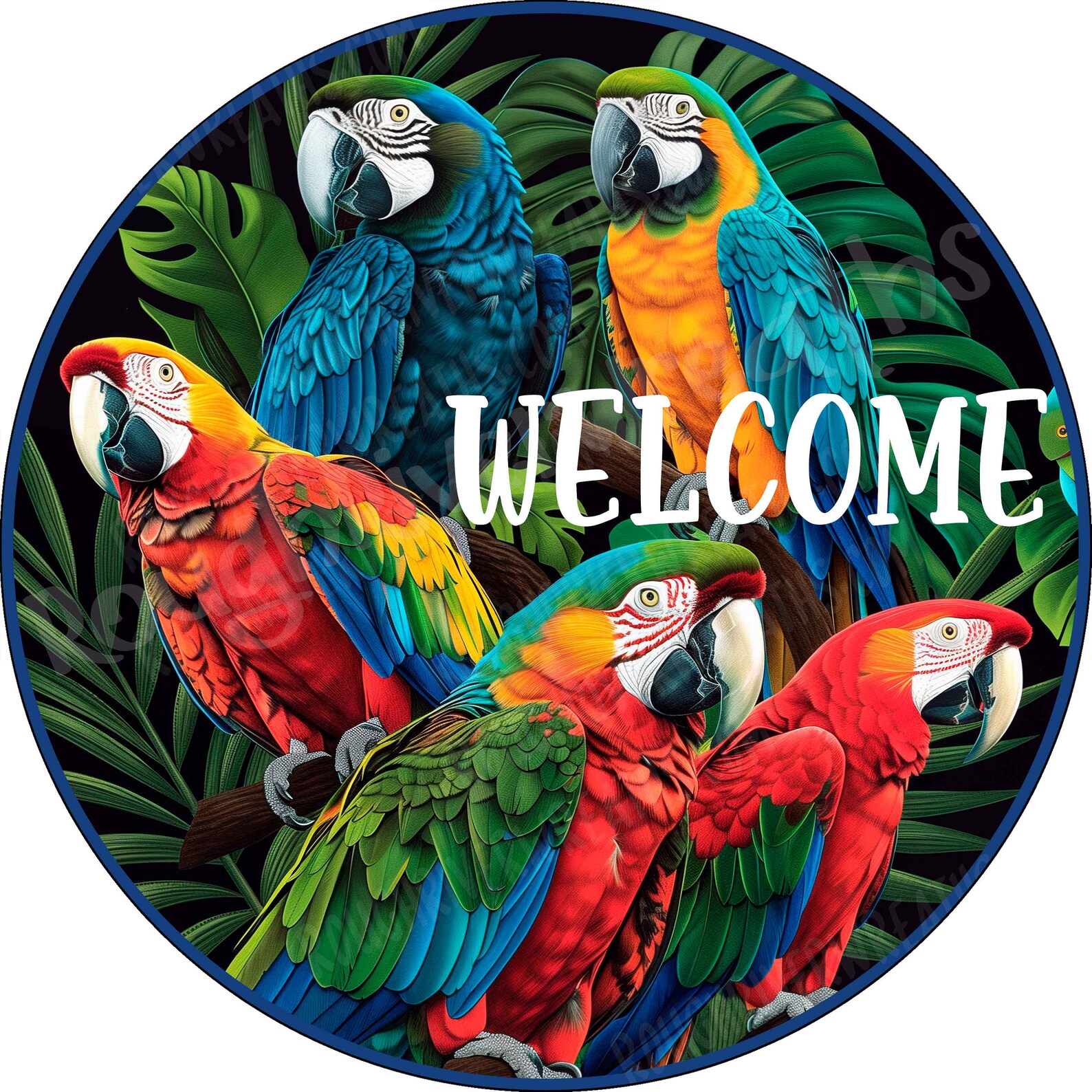 Parrot Wreath Sign, Wreath Sign, Tropical Parrot Wreath Sign, Wreath ...