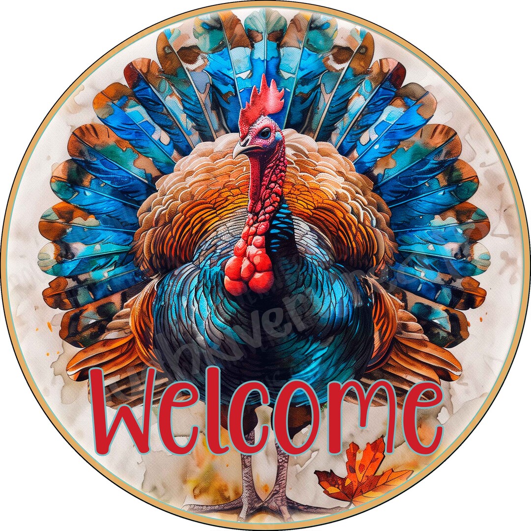 Turkey Wreath Sign, Aluminum Sign for Wreath, Thanksgiving Wreath Sign ...