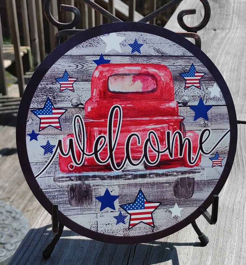 Patriotic Wreath Sign Welcome Sign America Sign Patriotic - Etsy