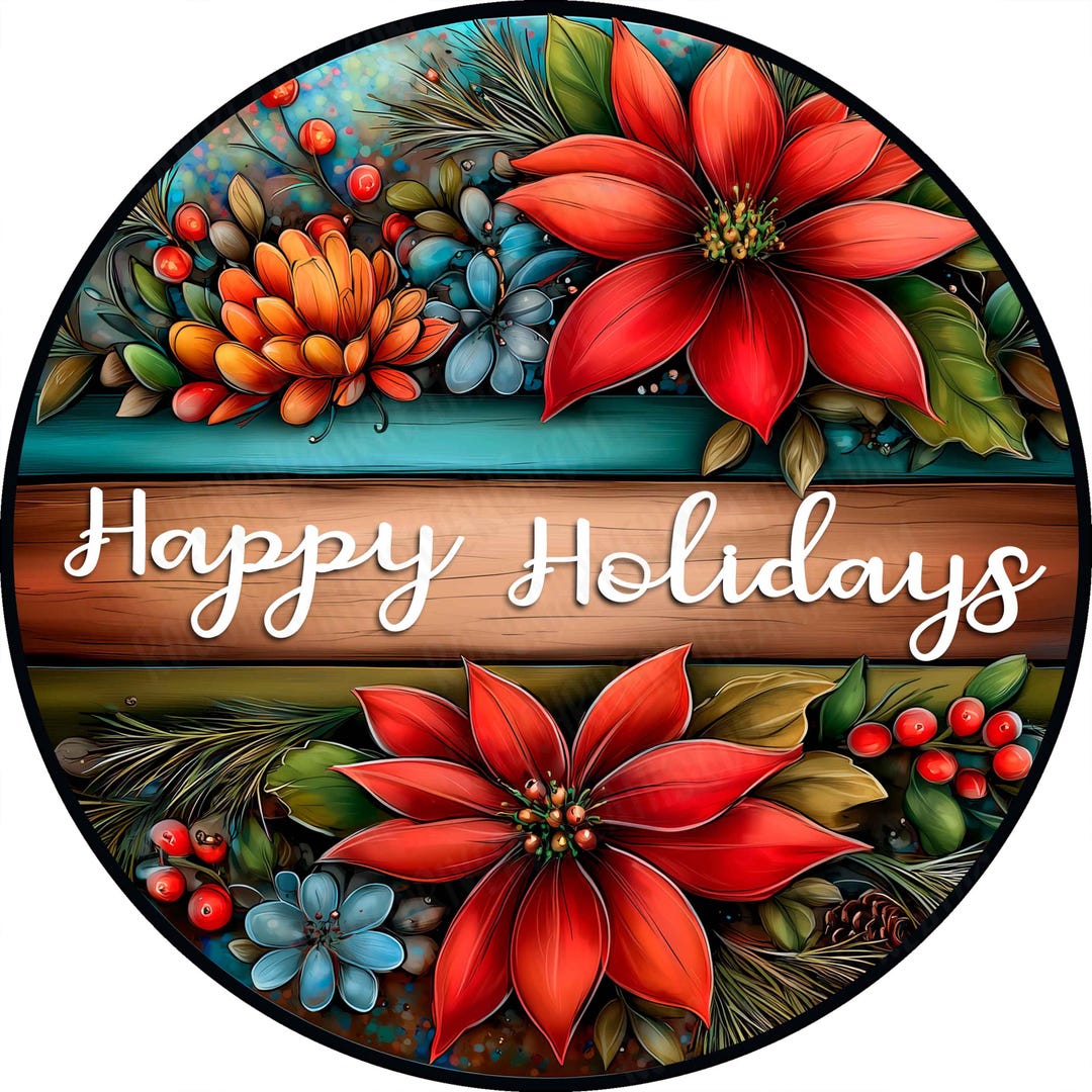 Happy Holidays Winter Wreath Sign, Winter Floral Welcome Sign ...