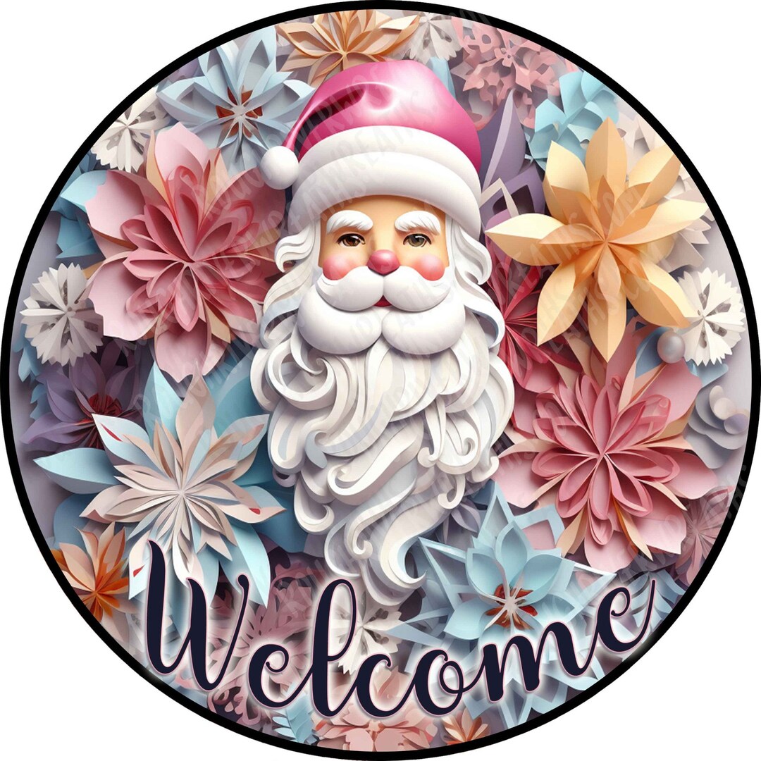 Santa Wreath Sign Colorful Santa Sign Santa Sign Christmas - Etsy