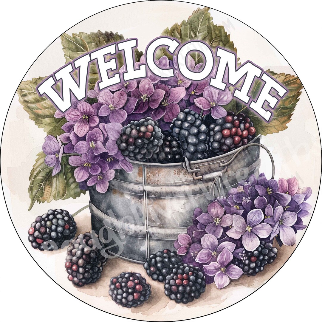 Blackberry Wreath Sign, Washtub Sign, Aluminum Sign for Wreath, Wreath ...