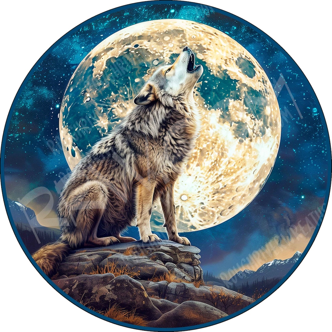 Wolf Welcome Sign, Moon Sign, Wolf & Moon Wreath Sign, Cute Wolf Sign ...