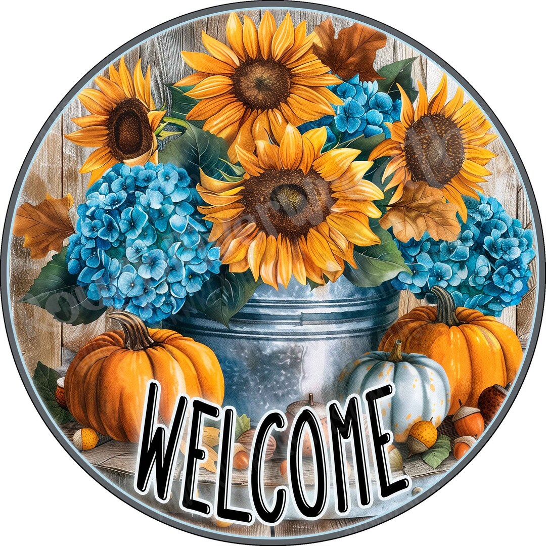 Fall Wreath Sign, Sunflower Pumpkin Sign, Pumpkin Wreath Sign, Aluminum ...