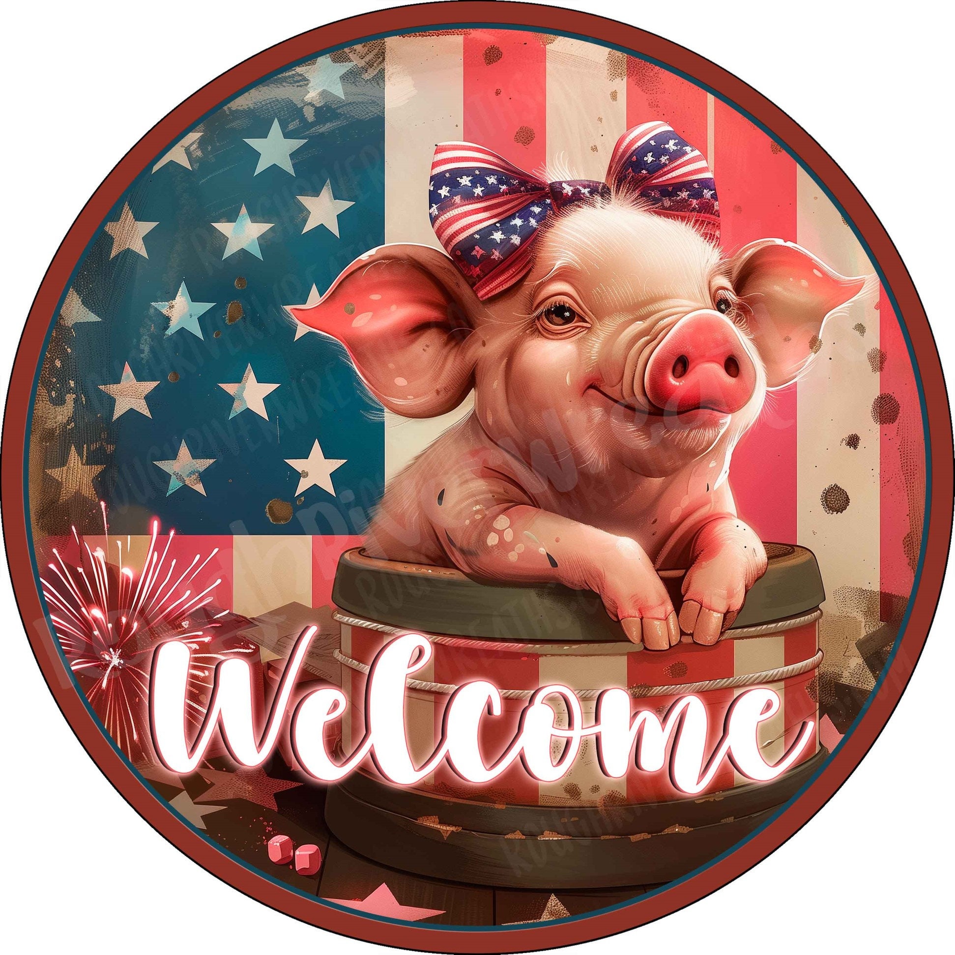 American Flag Pig Aluminum Sign: Patriotic Metal Decor - Etsy