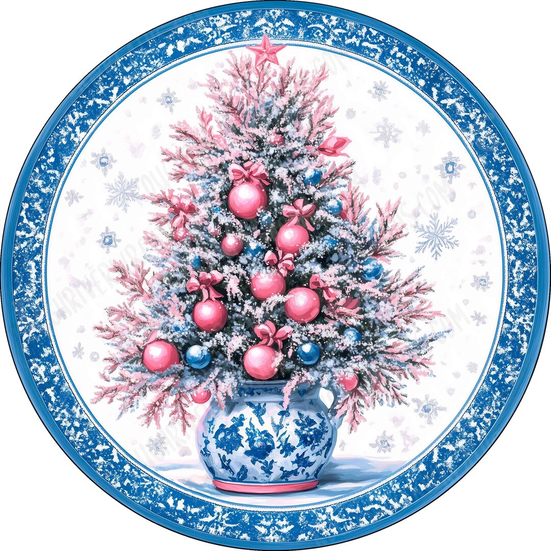 Merry Christmas Wreath Sign, Chinoiserie Christmas Wreath Sign, Tree ...